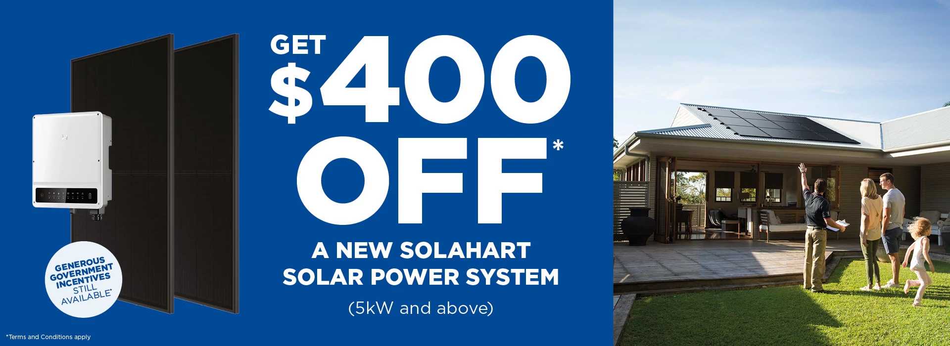Get 400 off a new solar power system - Solahart Canberra